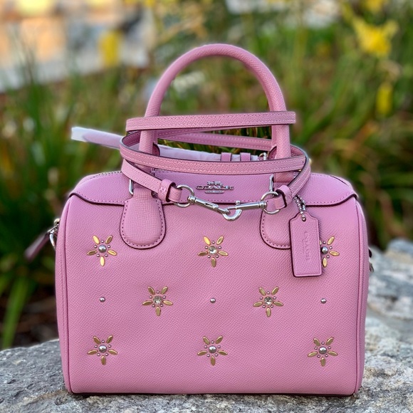 Coach | Bags | Coach Pink Studded Mini Bennett Satchel Crossbody | Poshmark